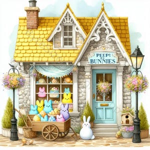 Easter Peeps Shop Clip Art Set 10 High Res Watercolor Jpgs for Junk ...