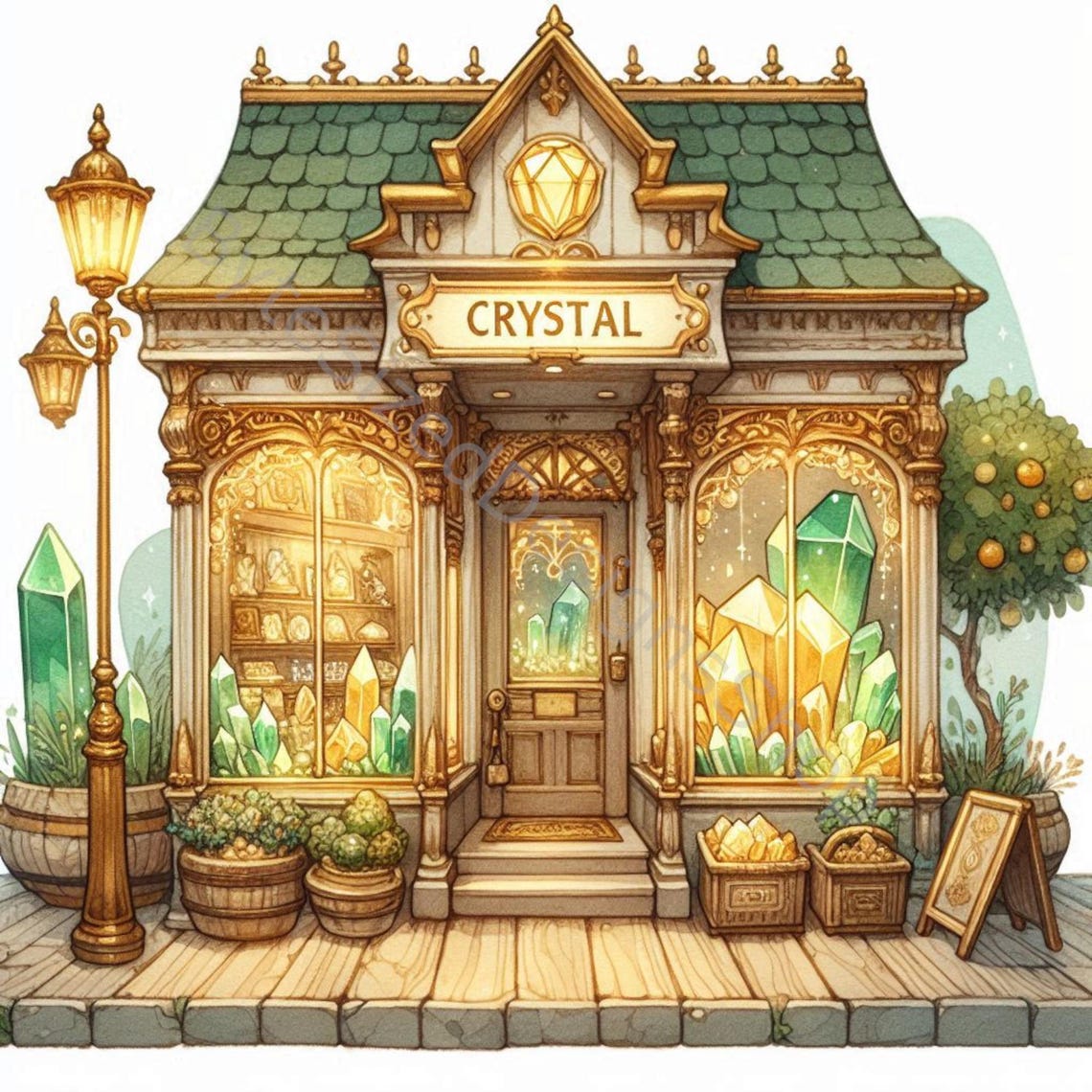 Watercolor Crystal Shop Clipart: Junk Journal & Scrapbooking (digital ...