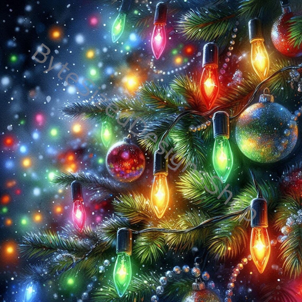 Watercolor Christmas Lights & Ornaments Clip Art (digital Download) - Etsy