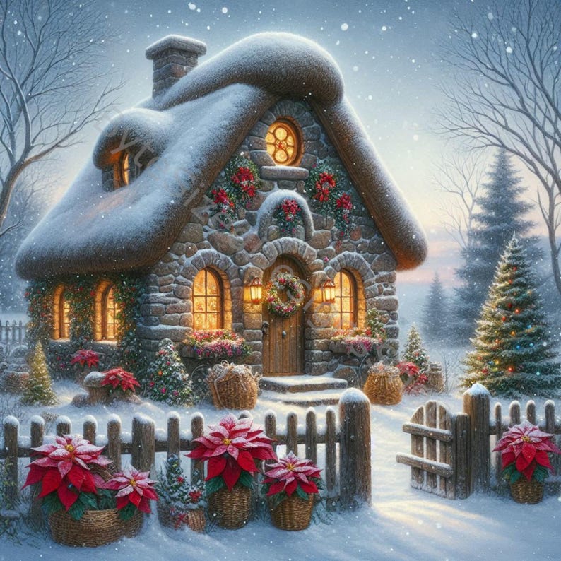 Christmas House Clip Art Set 10 High Res Watercolor Jpgs for Junk ...