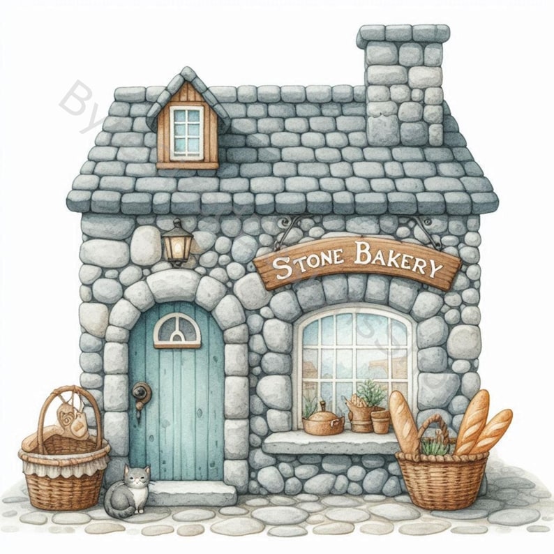 Bakery Shop Watercolor Clip Art Set: High-res Jpgs (digital Download ...