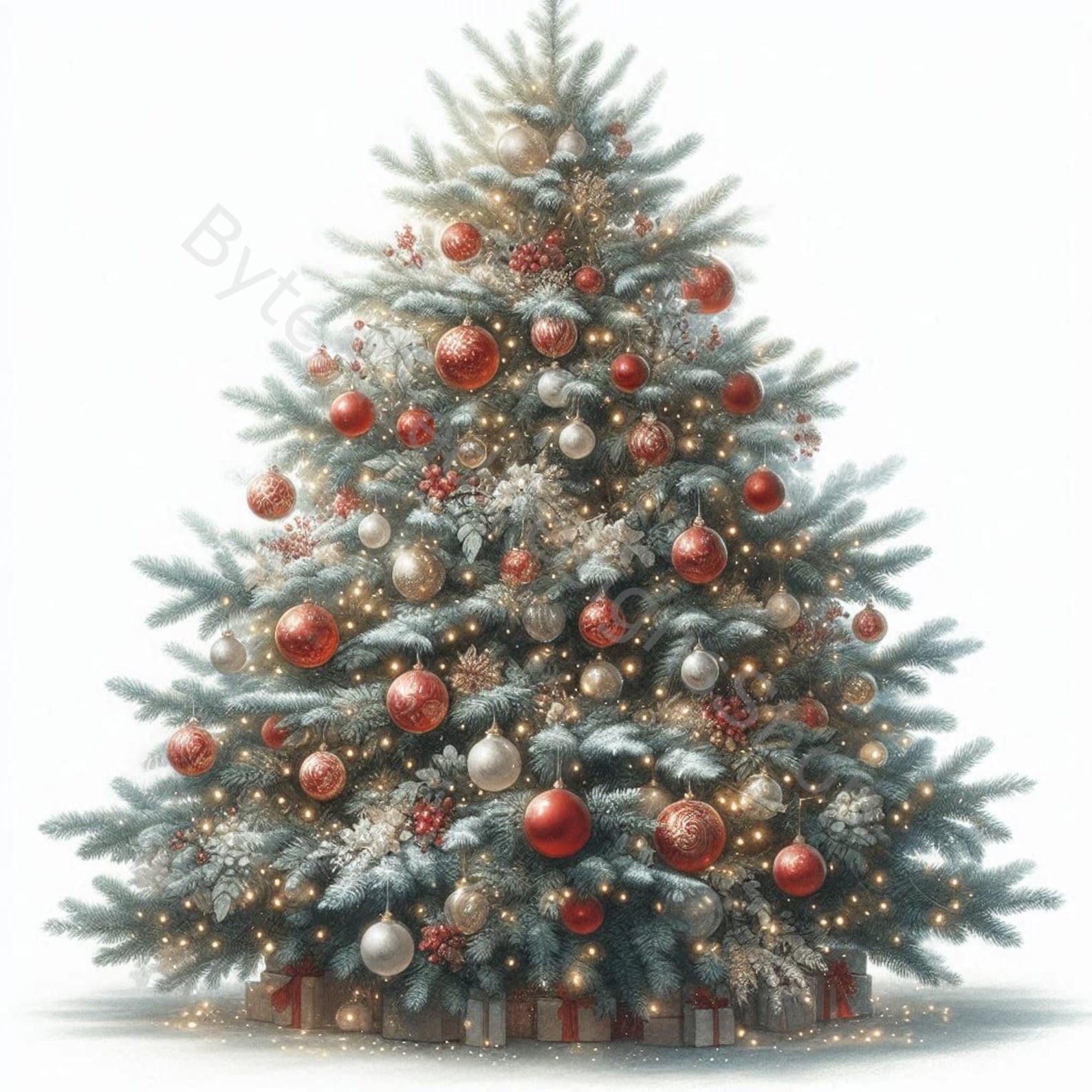 Magical Christmas Tree Clip Art Set 10 High Res Watercolor Jpgs for ...