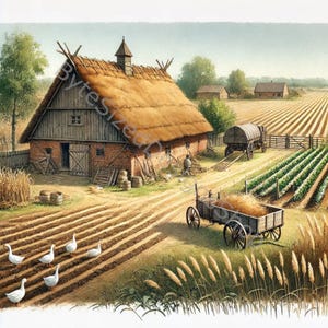 Watercolor Farm Clip Art Set: Countryside Scenes (digital Download) - Etsy