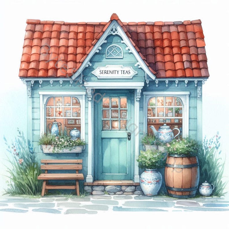 Tea Shop Clip Art Set 10 High Res Watercolor Jpgs for Junk Journaling ...