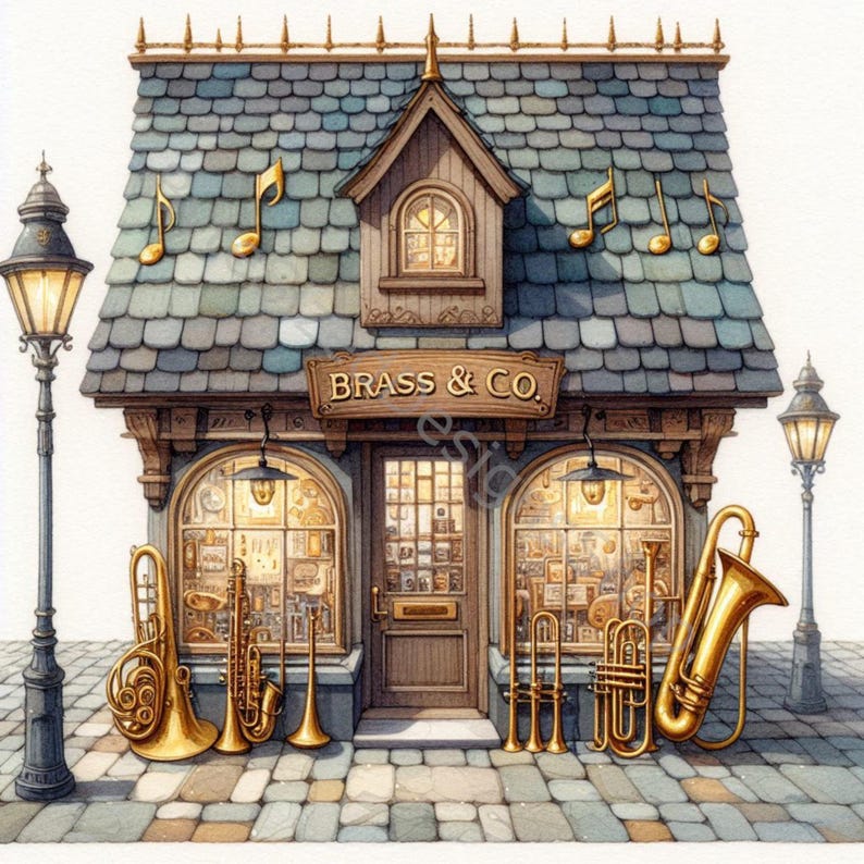 Watercolor Music Store Clip Art: High-res Jpgs (digital Download) - Etsy