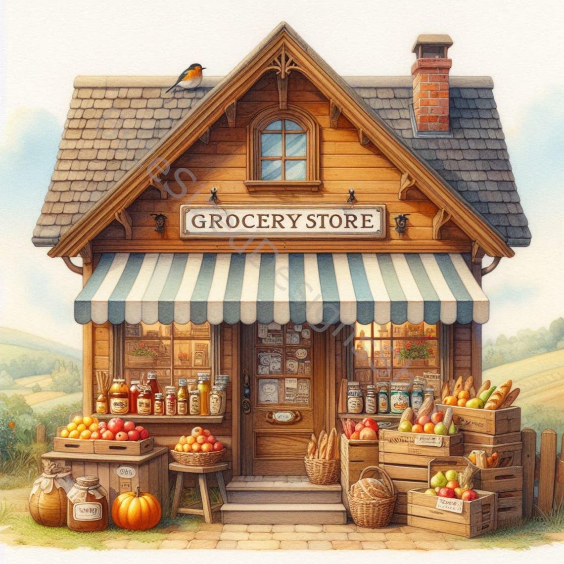 Grocery Store Clip Art Set 10 High Res Watercolor Jpgs for Junk ...