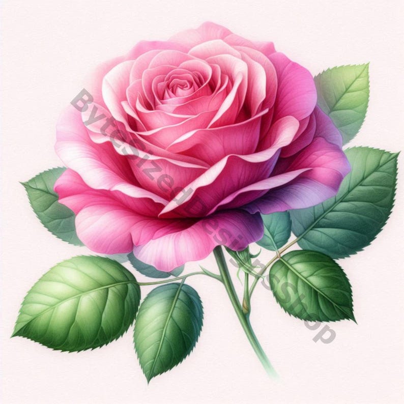 Blooming Roses Clip Art Set- 10 High Res Watercolor Jpgs for Junk ...