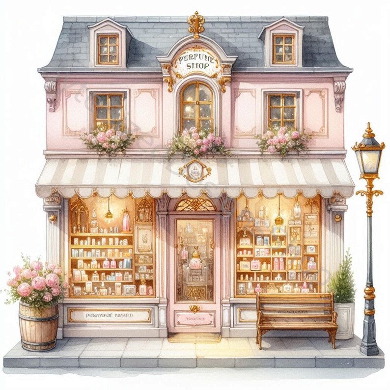 Watercolor Perfume Shop Clipart: High-res Jpgs (digital Download) - Etsy
