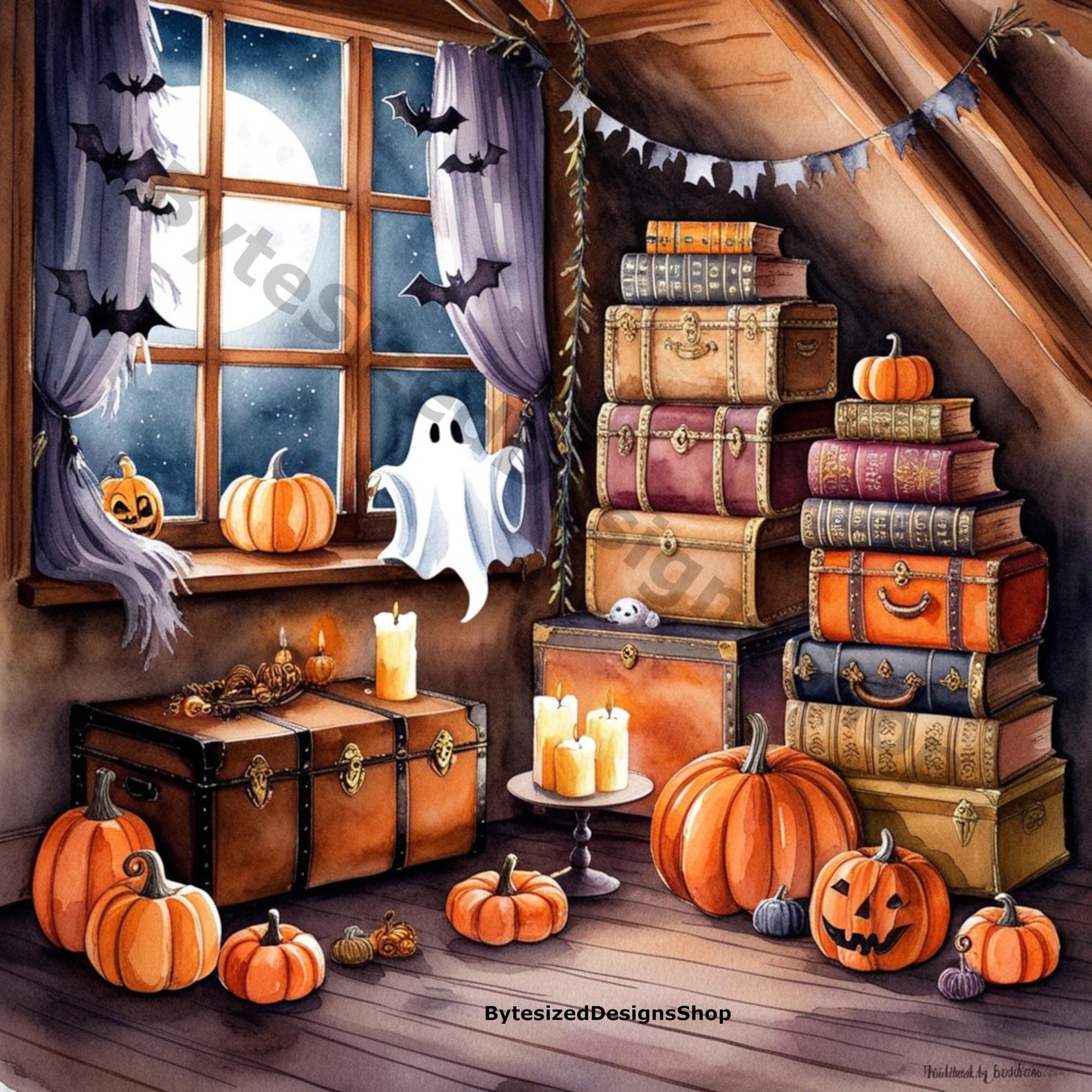 Whimsical Halloween Clipart Collection 10 High Res Watercolor Jpgs Junk ...
