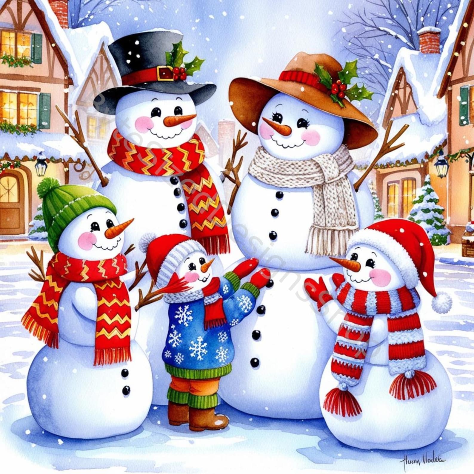 Watercolor Snowman Family Clip Art: High-res Jpgs (digital Download) - Etsy