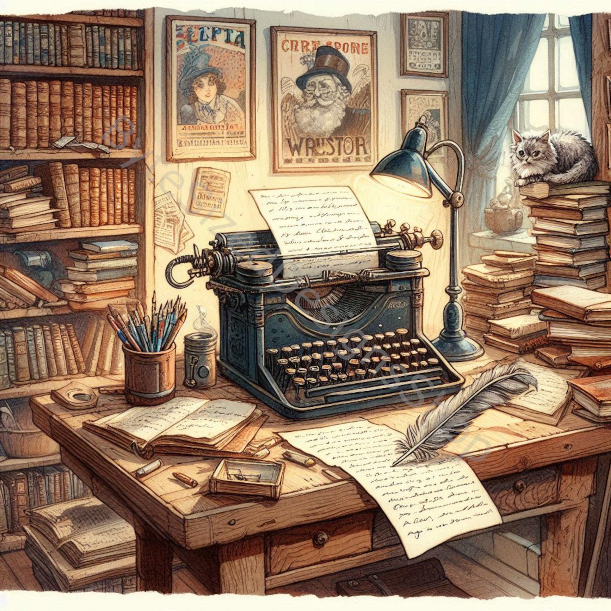 Writer's Nook Clip Art: Watercolor Desk Scene (digital Download) - Etsy