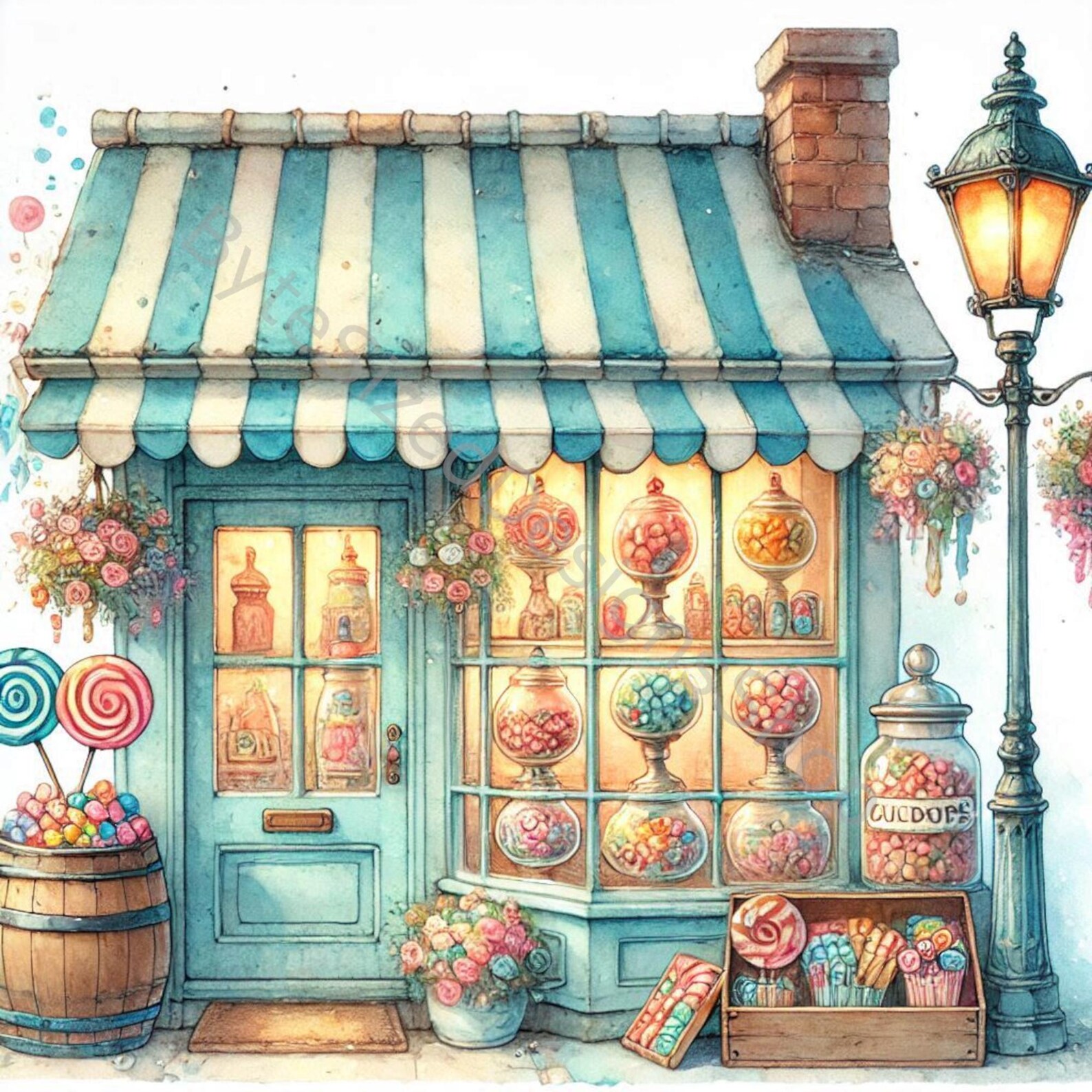 Candy Shop Clip Art Set 10 High Res Watercolor Jpgs for Junk Journaling ...