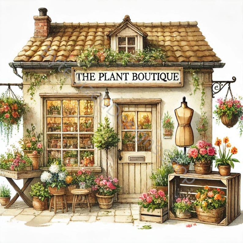 Watercolor Garden Shop Clip Art: High-res Jpgs (digital Download) - Etsy UK