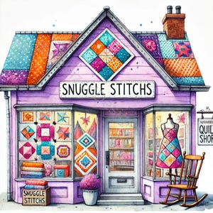 Quilt Shop Clip Art Set 10 High Res Watercolor Jpgs for Junk Journaling ...