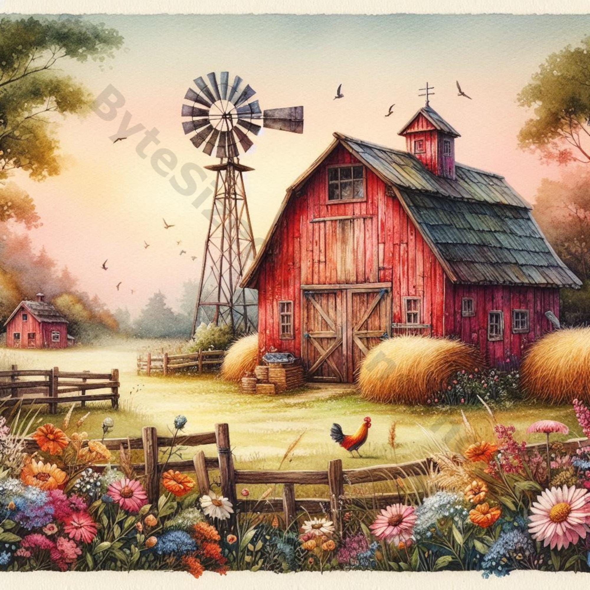 Watercolor Farm Life Clip Art Bundle: High-res Jpgs (digital Download ...