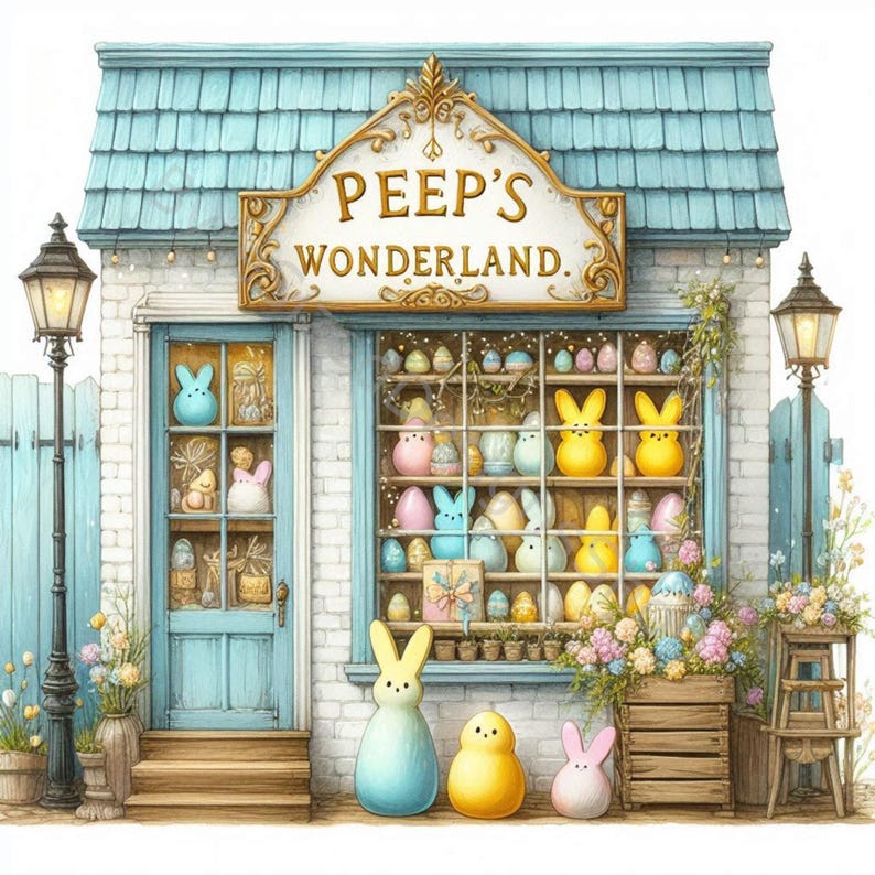 Easter Peeps Shop Clip Art: Watercolor Style (digital Download) - Etsy