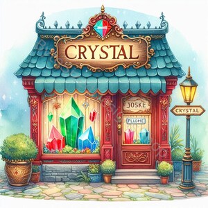 Watercolor Crystal Shop Clipart: Junk Journal & Scrapbooking (digital ...