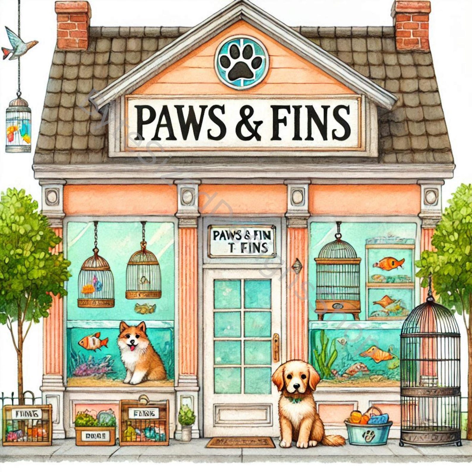 Watercolor Pet Shop Clip Art: High-res Jpgs (digital Download) - Etsy