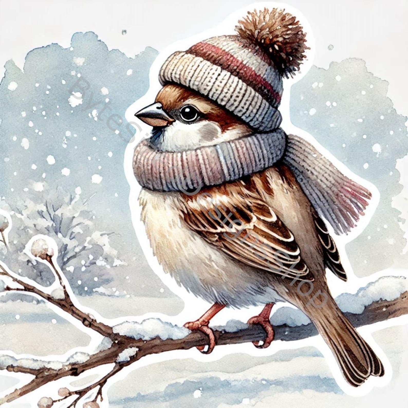 Winter Bird Clip Art Set 10 High Res Watercolor Jpgs for Junk ...