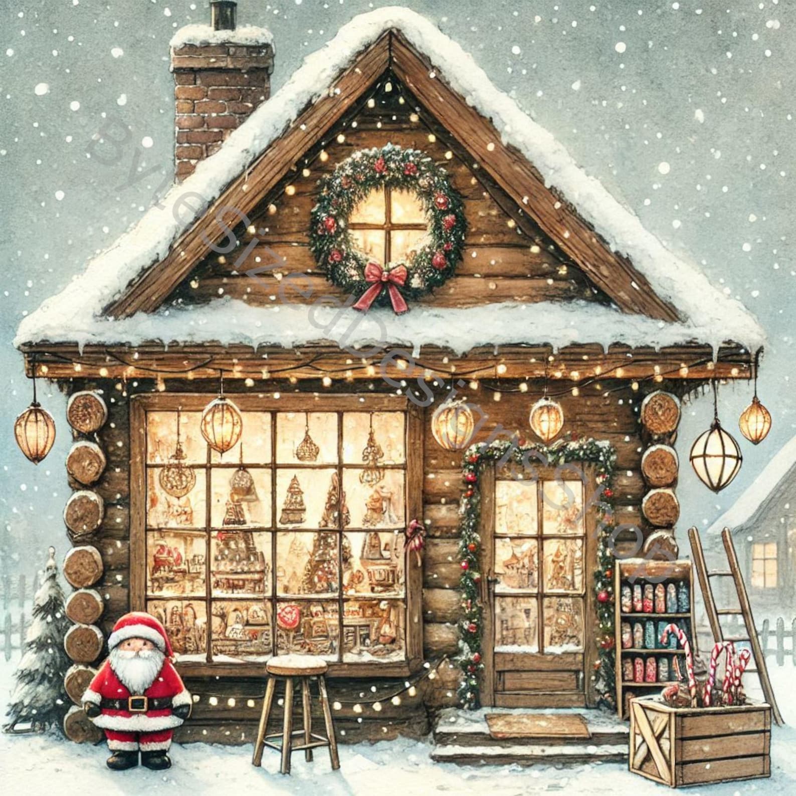 Christmas Shop Clip Art Set 10 High Res Watercolor Jpgs for Junk ...