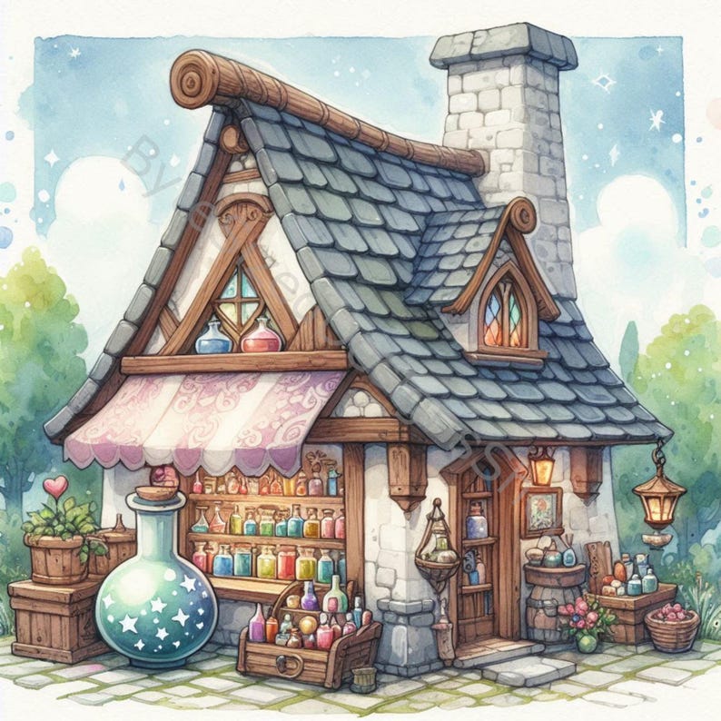 Potion Shop Clip Art Set 10 High Res Watercolor Jpgs for Junk ...