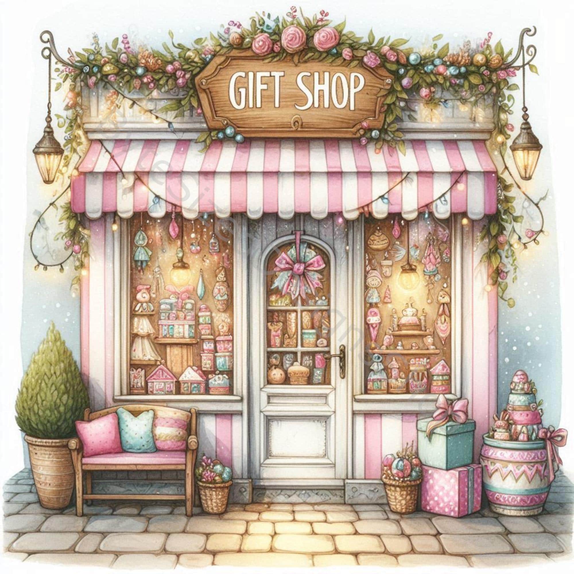 Gift Shop Clip Art Set 10 High Res Watercolor Jpgs for Junk Journaling ...