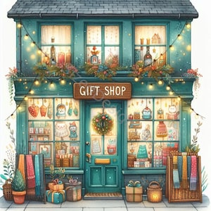 Gift Shop Clip Art Set 10 High Res Watercolor Jpgs for Junk Journaling ...