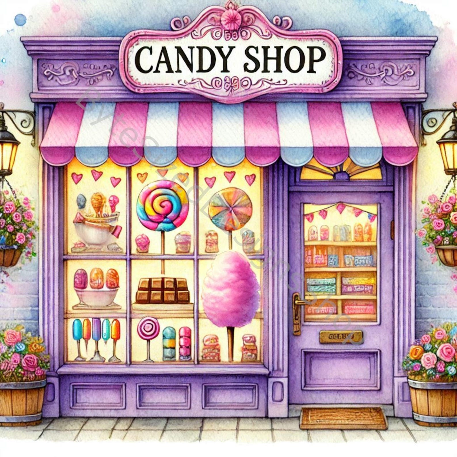 Candy Shop Clip Art Set 10 High Res Watercolor Jpgs for Junk Journaling ...