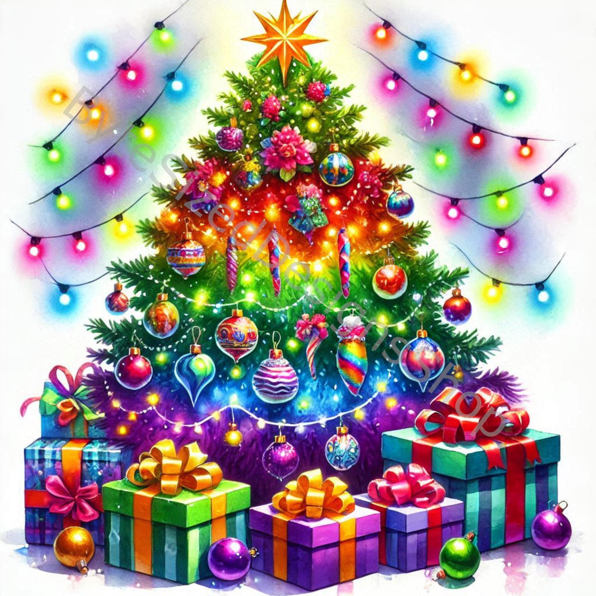 Watercolor Christmas Tree Clip Art: Holiday Scrapbooking (digital ...