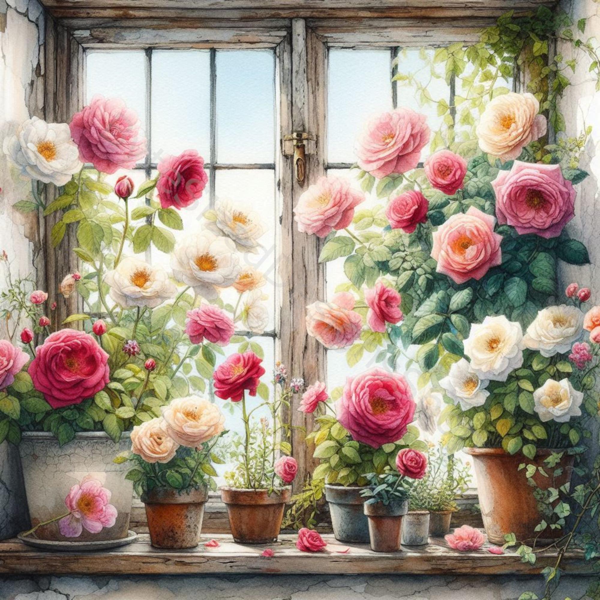 Wild Roses Clip Art Set 10 High Res Watercolor Jpgs for Junk Journaling ...