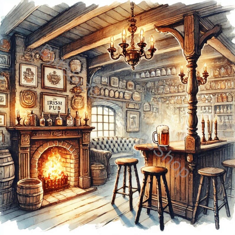 Vintage Irish Pub Watercolor Clip Art Set (digital Download) - Etsy
