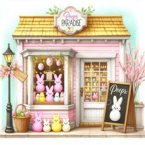 Easter Peeps Shop Clip Art Set 10 High Res Watercolor Jpgs for Junk ...