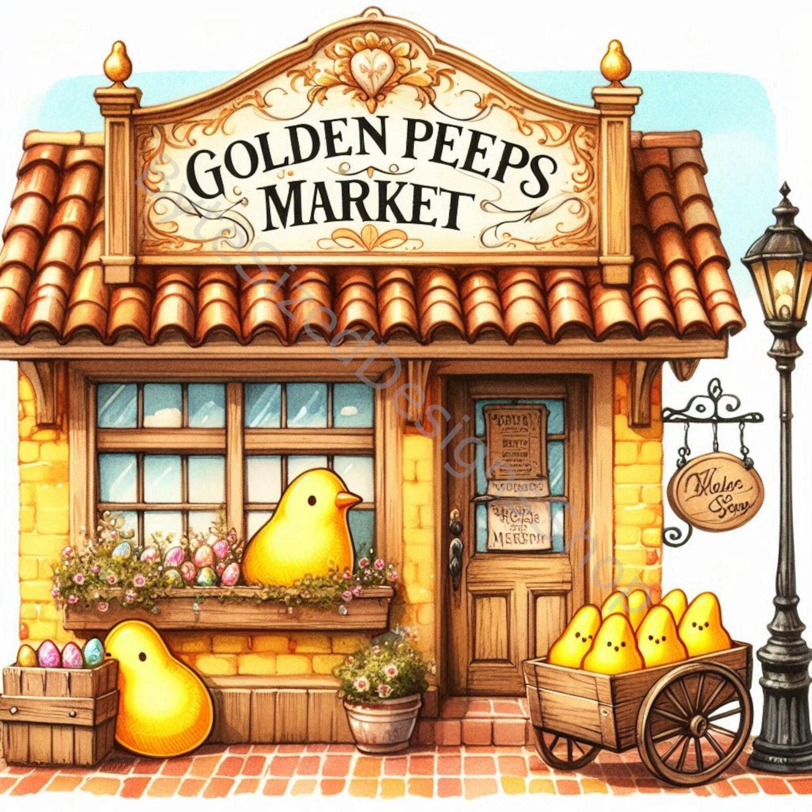 Easter Peeps Shop Clip Art Set 10 High Res Watercolor Jpgs for Junk ...