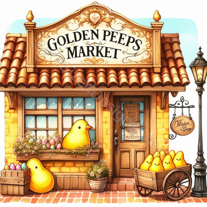 Easter Peeps Shop Clip Art Set 10 High Res Watercolor Jpgs for Junk ...