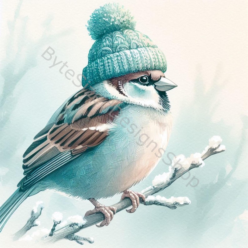 Winter Bird Clip Art Set 10 High Res Watercolor Jpgs for Junk ...