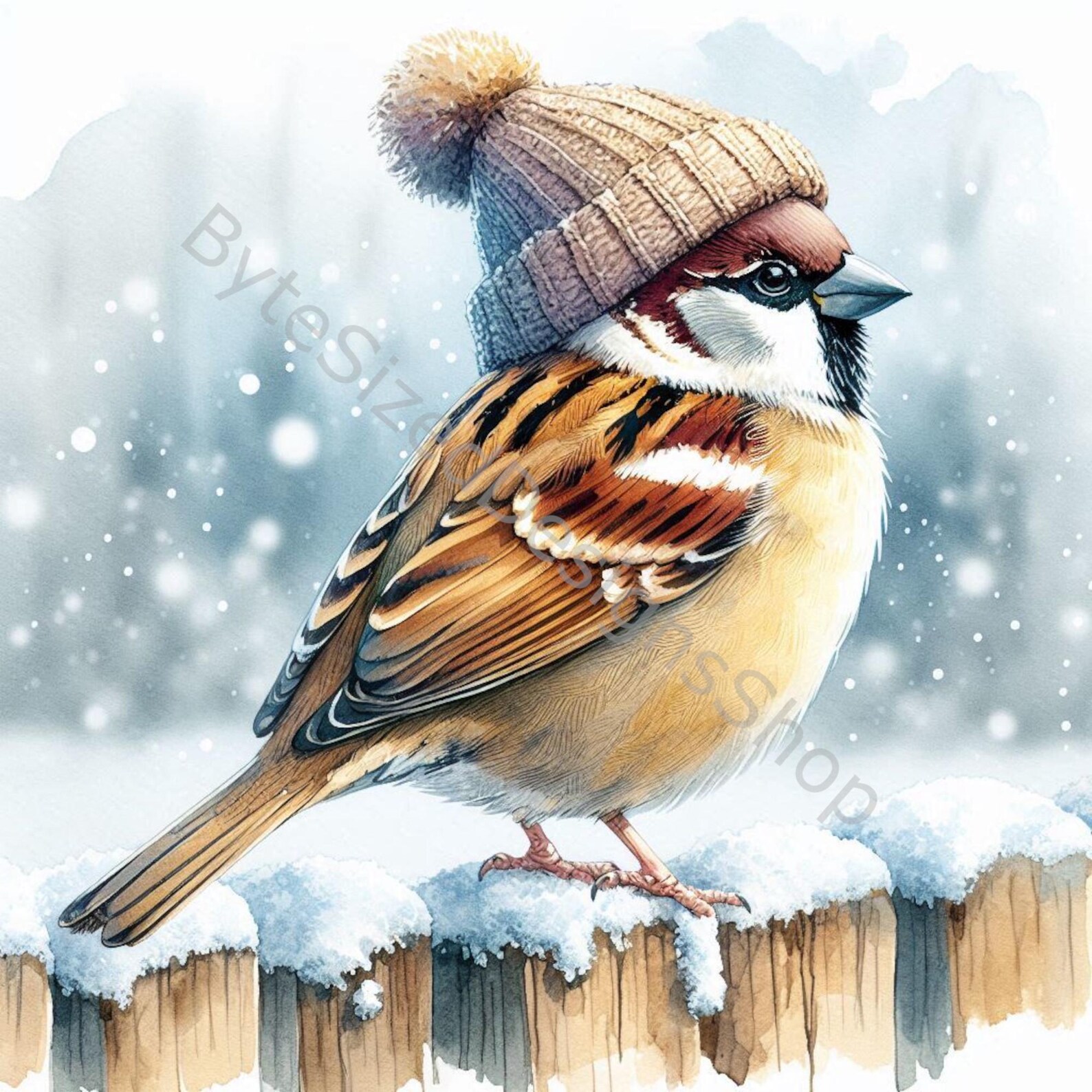 Winter Bird Clip Art Set 10 High Res Watercolor Jpgs for Junk ...