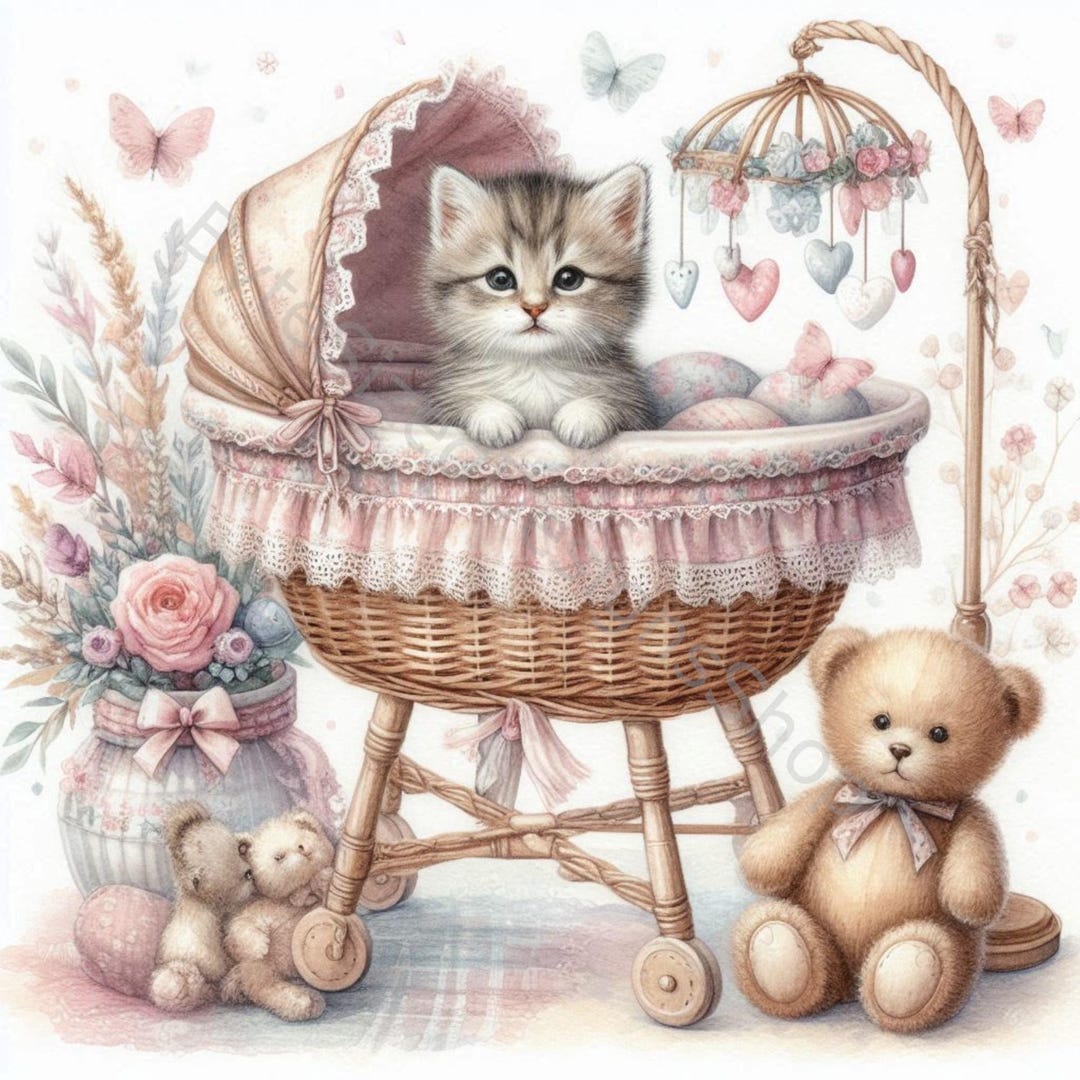 Watercolor Baby Cat Clip Art: High-res Jpgs (digital Download) - Etsy