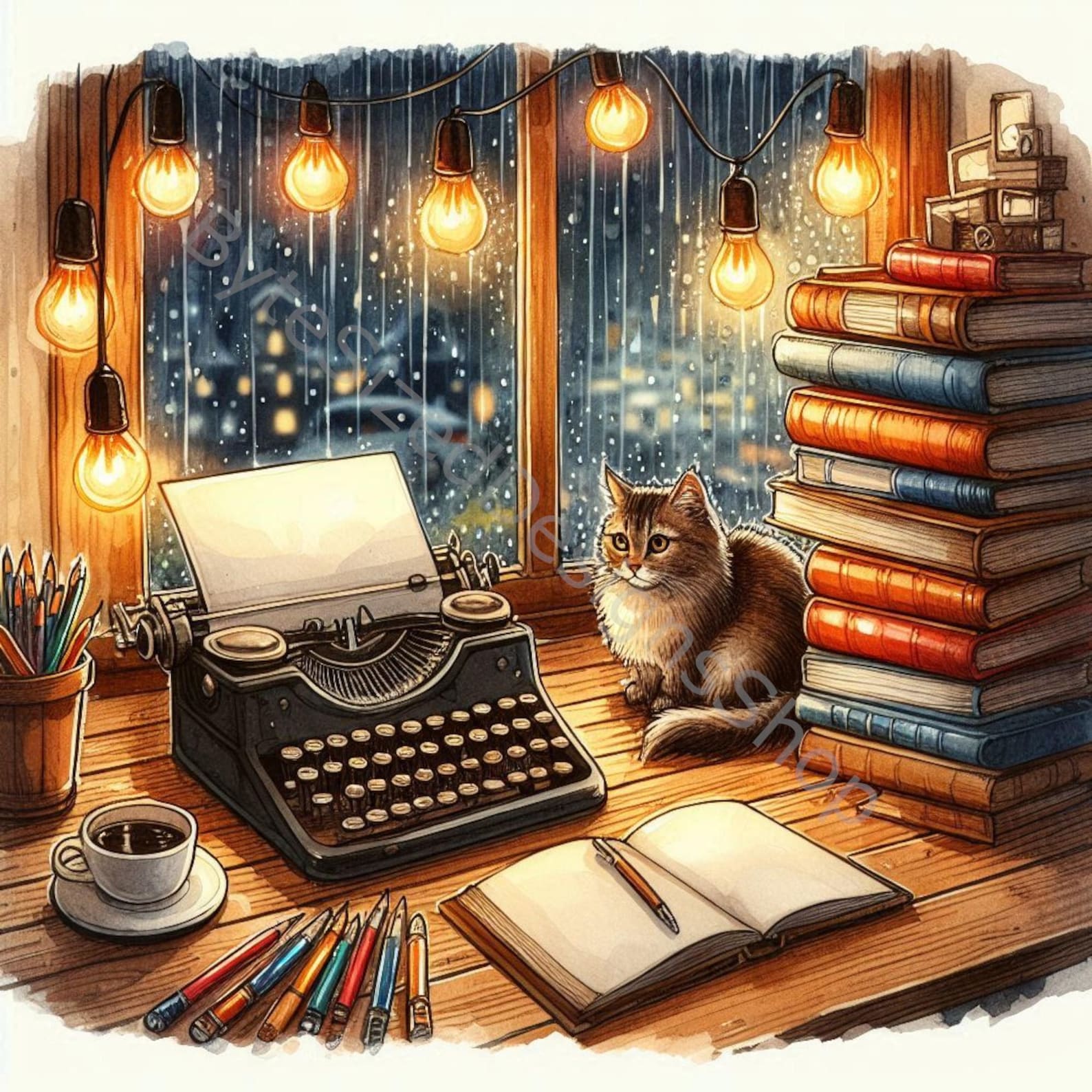 Writer's Nook Clip Art: Watercolor Desk Scene (digital Download) - Etsy