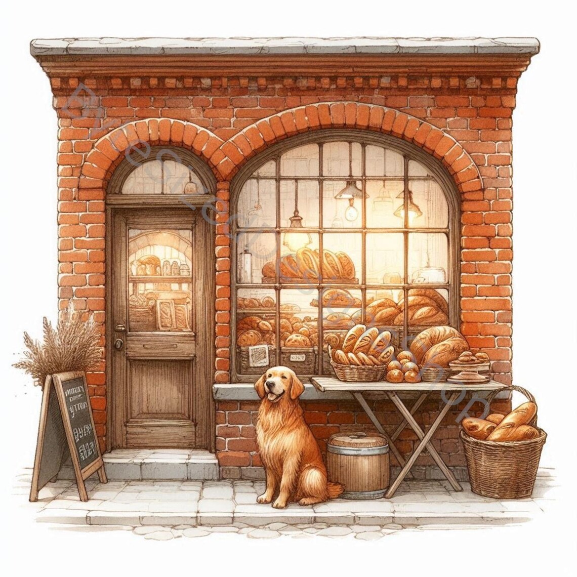 Bakery Shop Watercolor Clip Art Set: High-res Jpgs (digital Download ...
