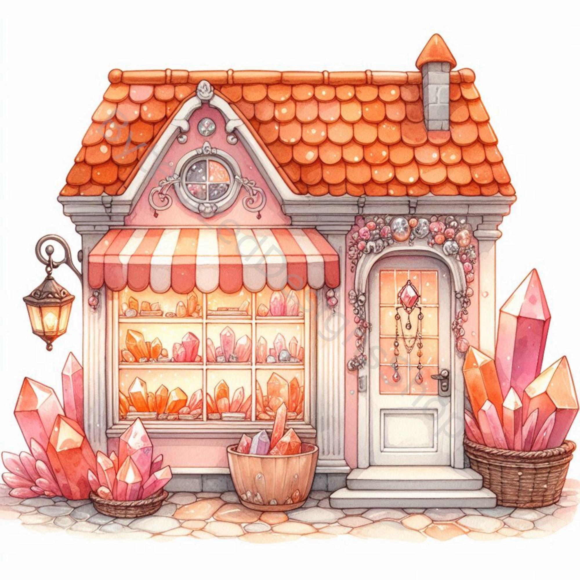 Crystal Shop Clip Art Set 10 High Res Watercolor Jpgs for Junk ...