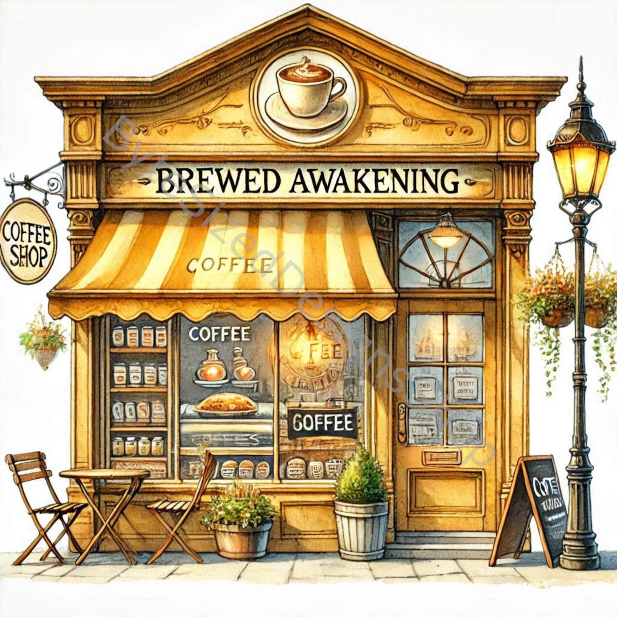 Coffee Shop Clip Art Set 10 High Res Watercolor Jpgs for Junk ...