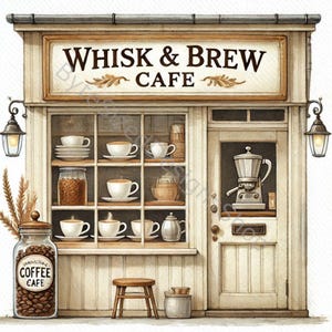 Coffee Shop Clip Art Set 10 High Res Watercolor Jpgs for Junk ...