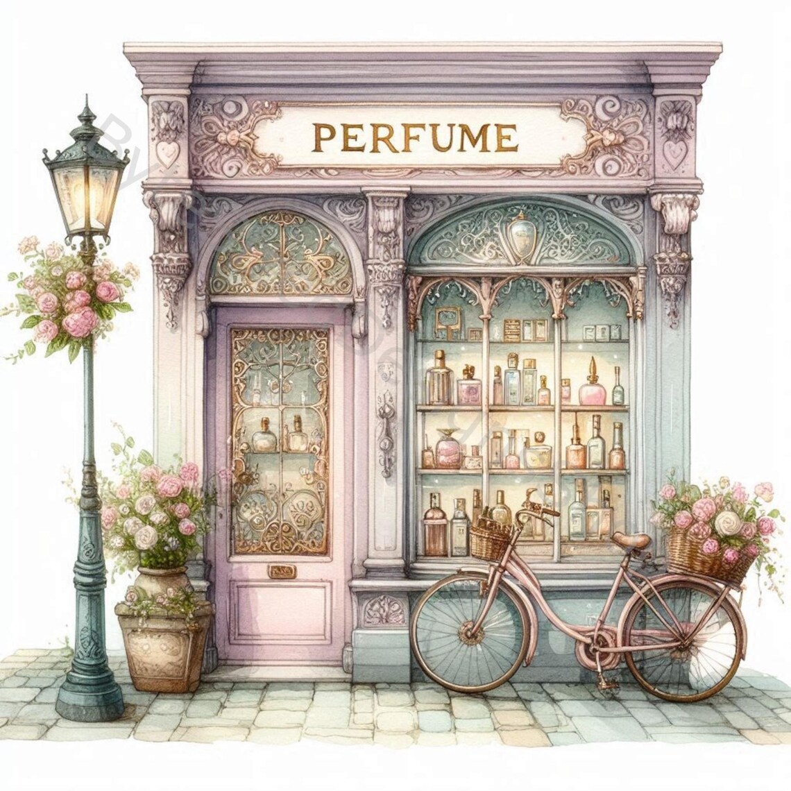 Watercolor Perfume Shop Clipart: High-res Jpgs (digital Download) - Etsy