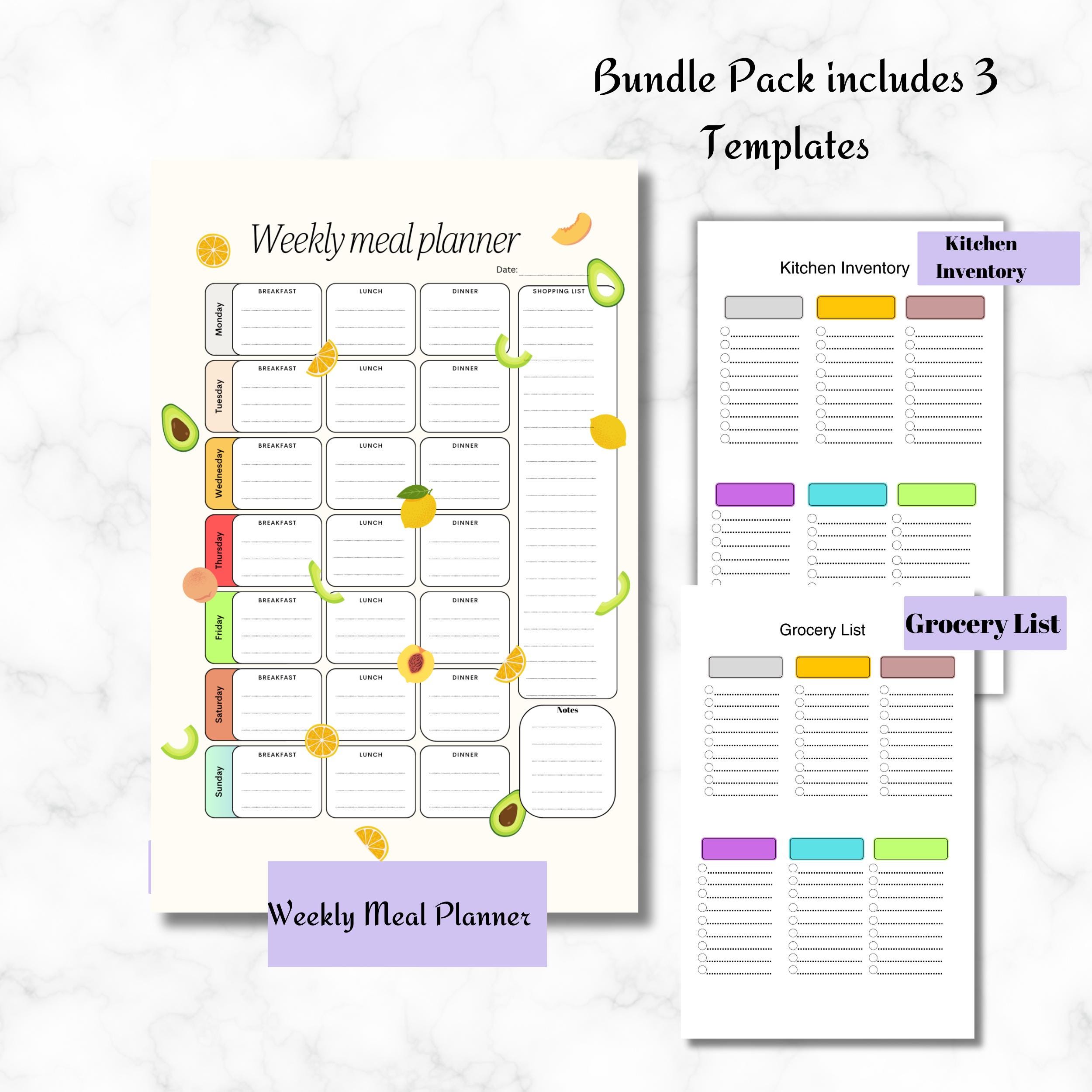 Printable & Digital Weekly Meal Planner | Editable Meal Planning ...