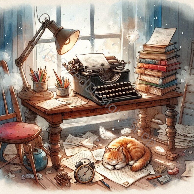 Writer's Nook Clip Art: Watercolor Desk Scene (digital Download) - Etsy