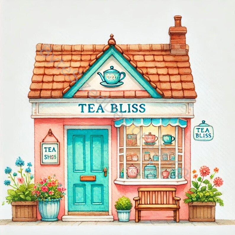 Tea Shop Watercolor Clipart Set: High-res Jpgs (digital Download) - Etsy
