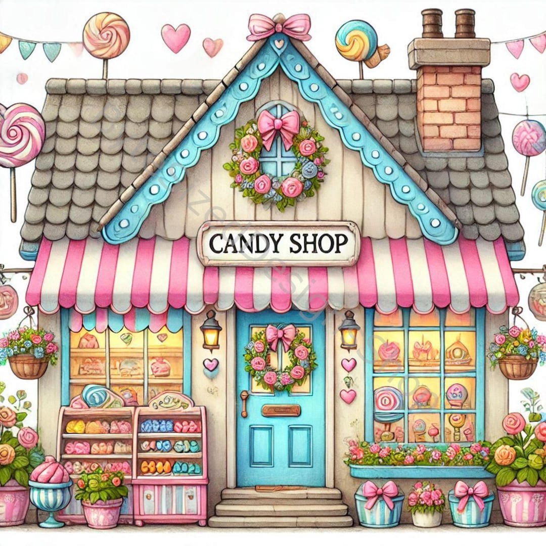 Candy Shop Clip Art Set 10 High Res Watercolor Jpgs for Junk Journaling ...