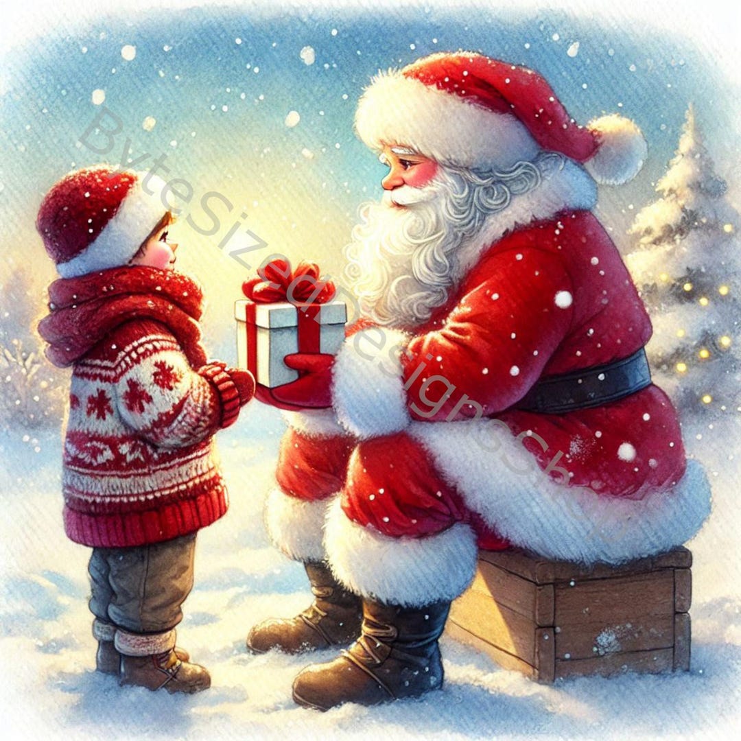 Christmas Santa Clip Art Set 10 High Res Watercolor Jpgs for Junk ...