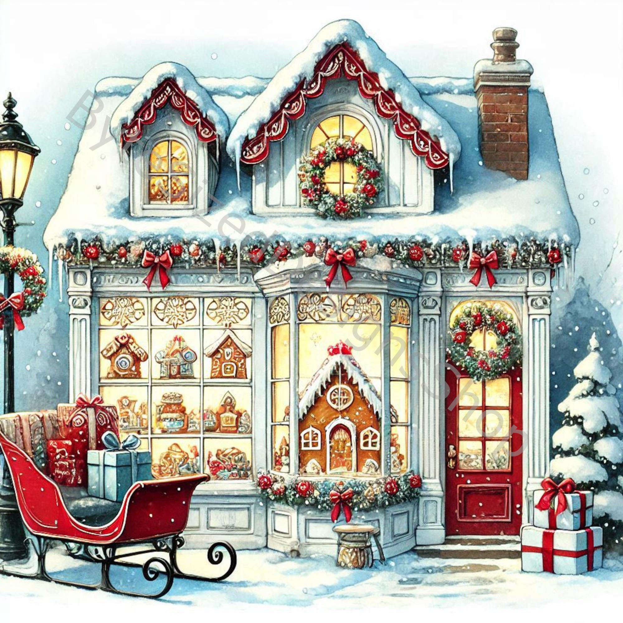 Christmas Shop Clip Art Set 10 High Res Watercolor Jpgs for Junk ...