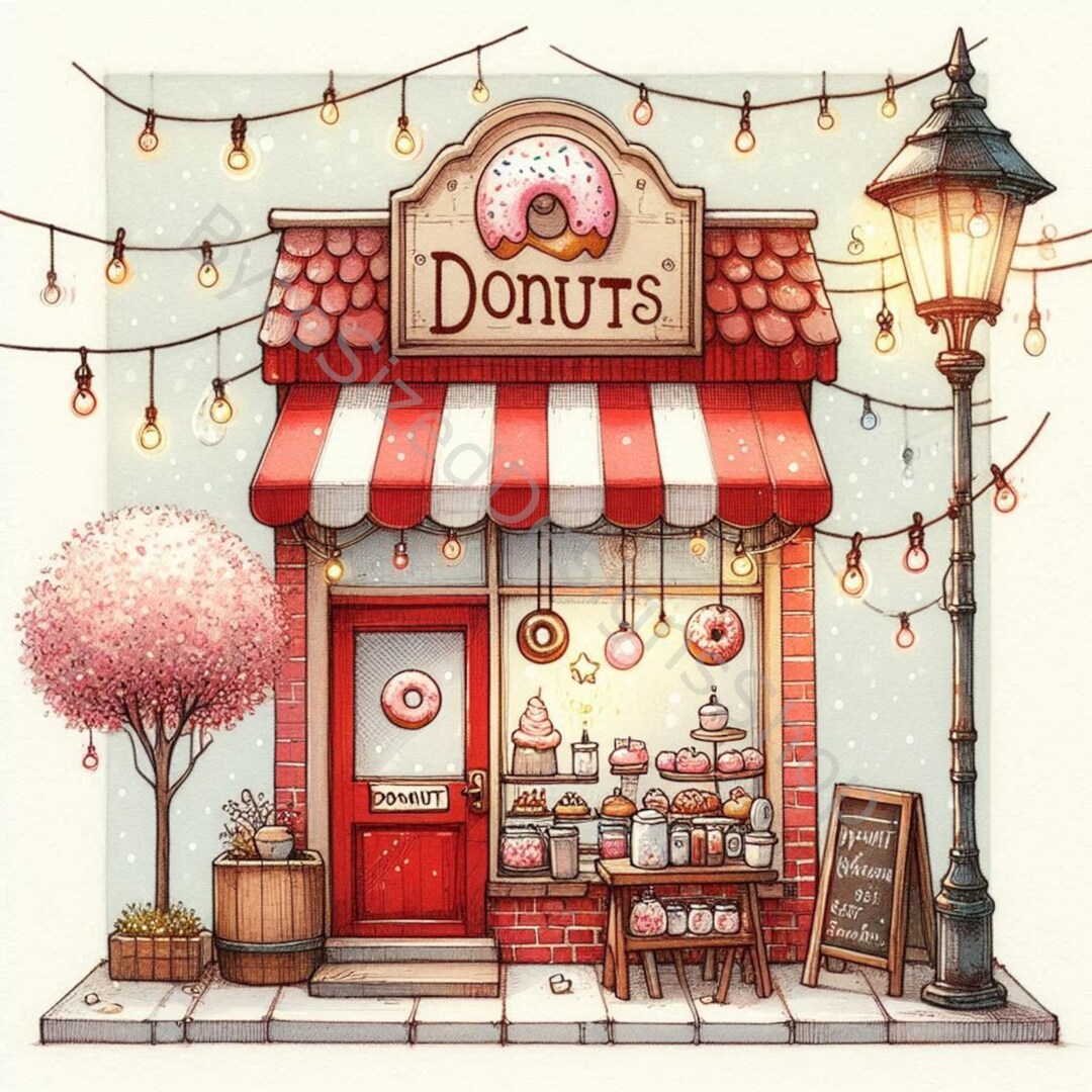 Donut Shop Clip Art Set 10 High Res Watercolor Jpgs for Junk Journaling ...